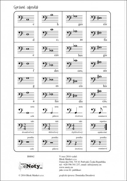 Hudební pexeso - Basový klíč 1 - 72 kartiček pro zábavnou výuku hudební ...