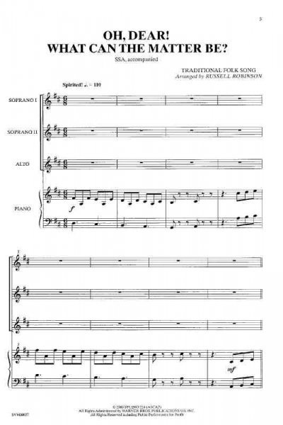 OH,DEAR! WHAT CAN THE MATTER BE? / SSA - Clarina